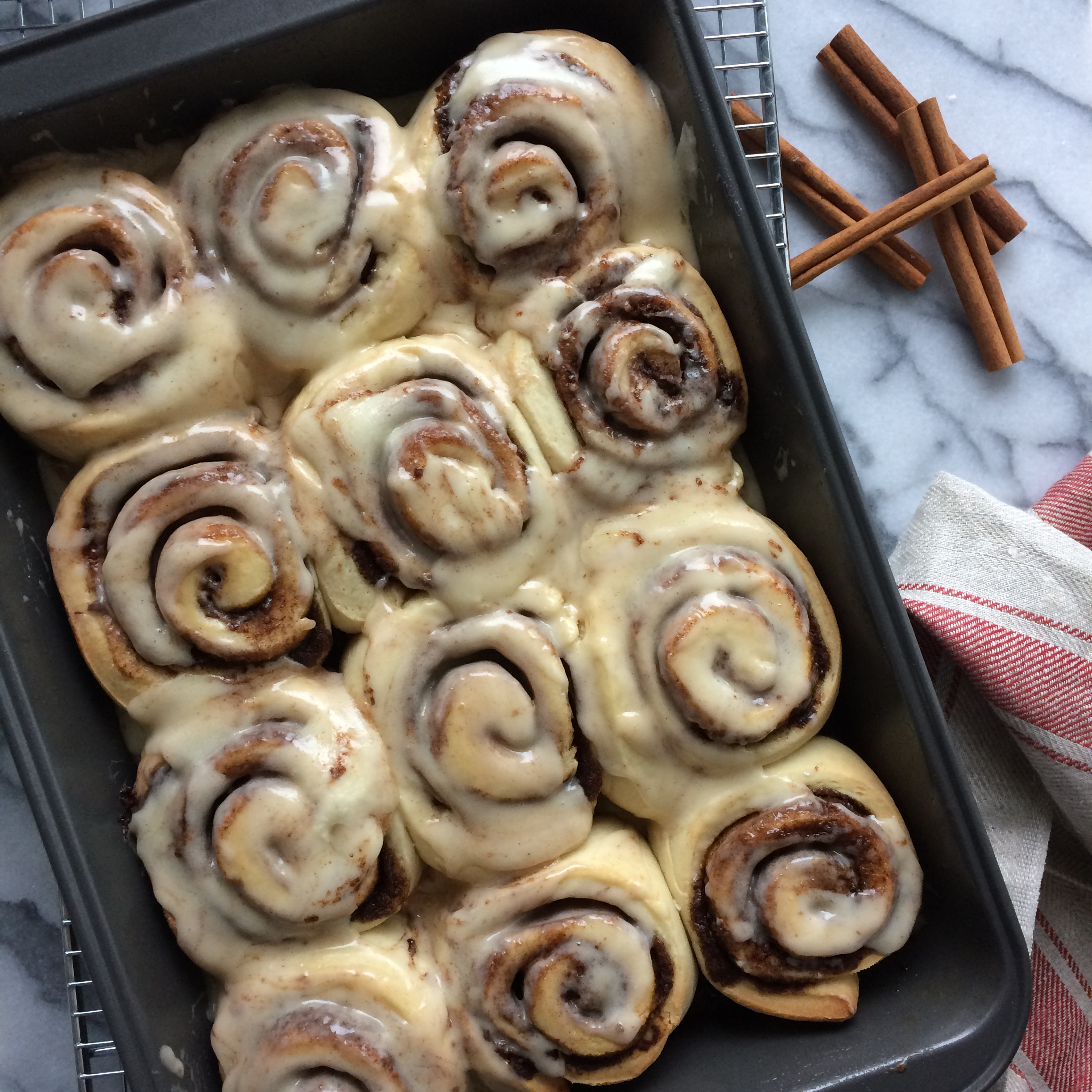 Cinnamon Buns with Cream Cheese Icing – Pie Girl Bakes